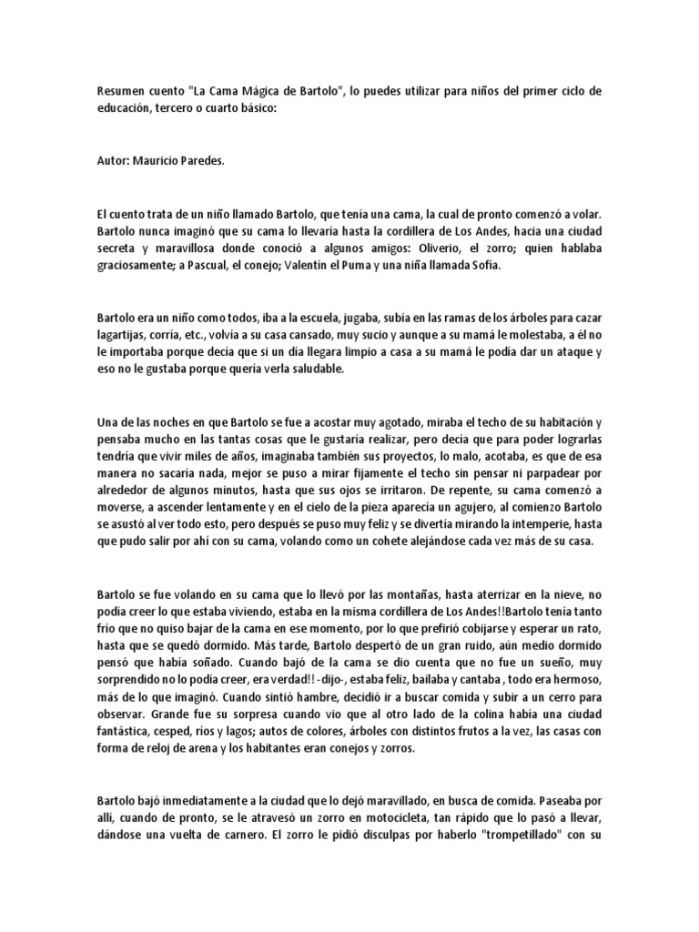 Resumen Cuento La Cama de Bartolo | PDF | Meteorito | Dom