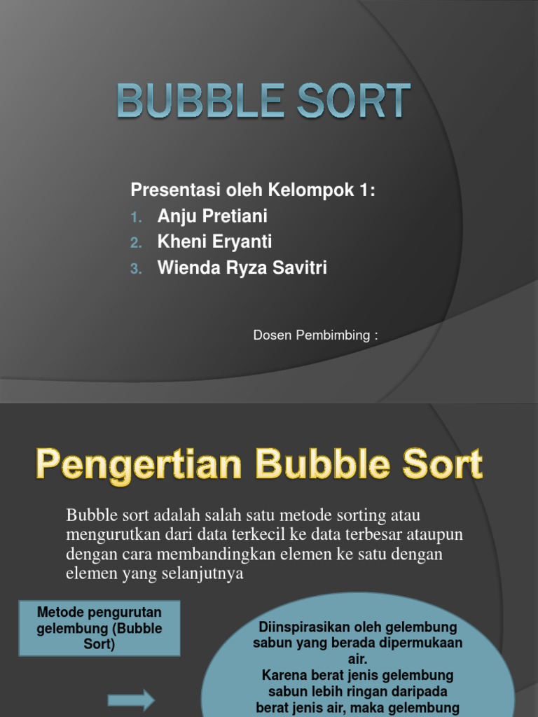 Bubble Sort: Konsep dan Contoh | PDF | Metode & Bahan Ajar