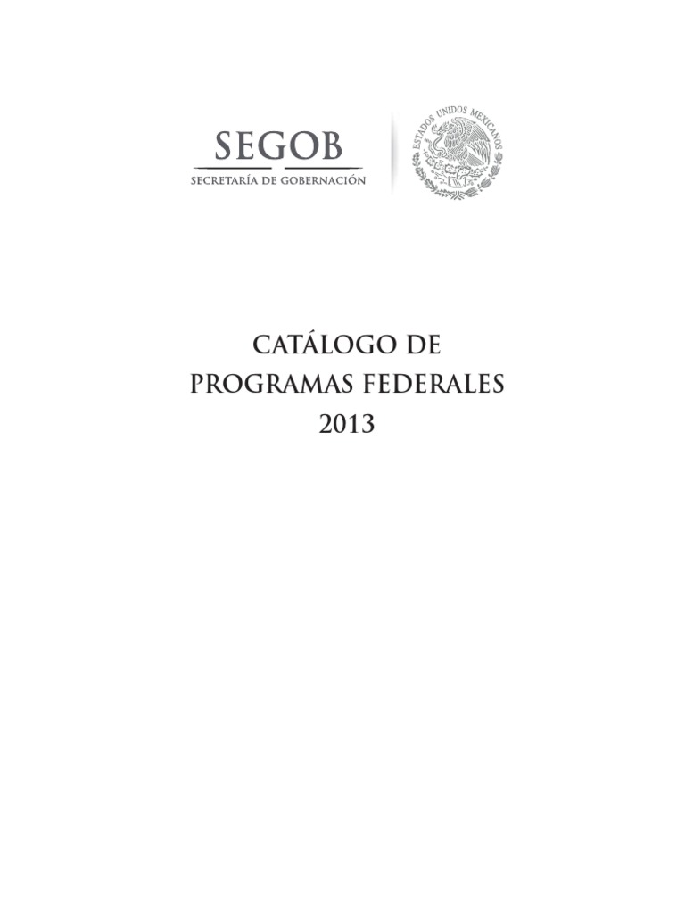 Catalogo de Programas Federales 2013 | PDF | México | Democracia