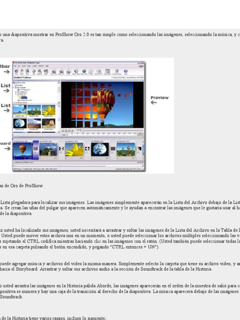 Manual Proshow Gold 2 Simple | PDF | Vídeo | Tecnología de medios