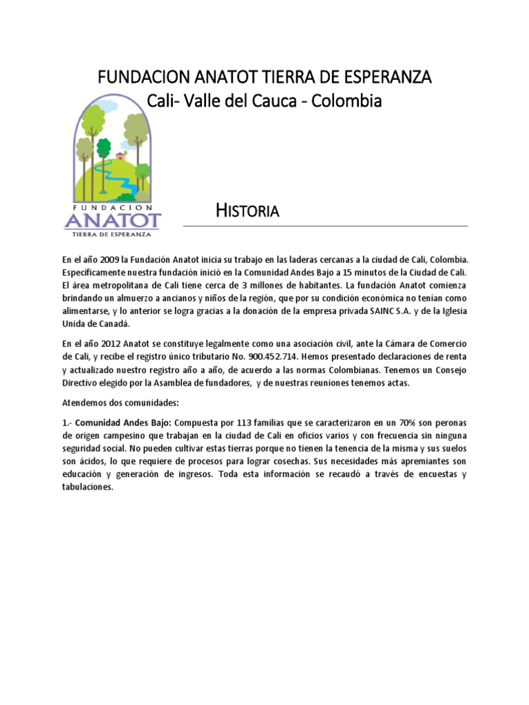 Historia de Anatot | PDF | Educación primaria | Colombia