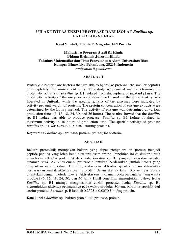 Jurnal Mapping Enzim Protease | PDF