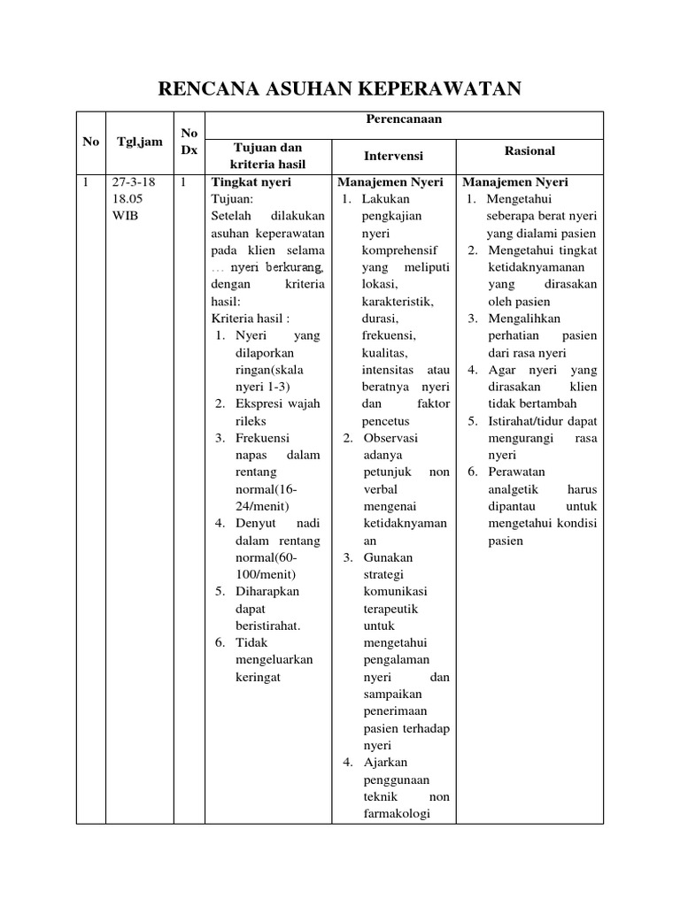 Rencana Asuhan Keperawatan | PDF