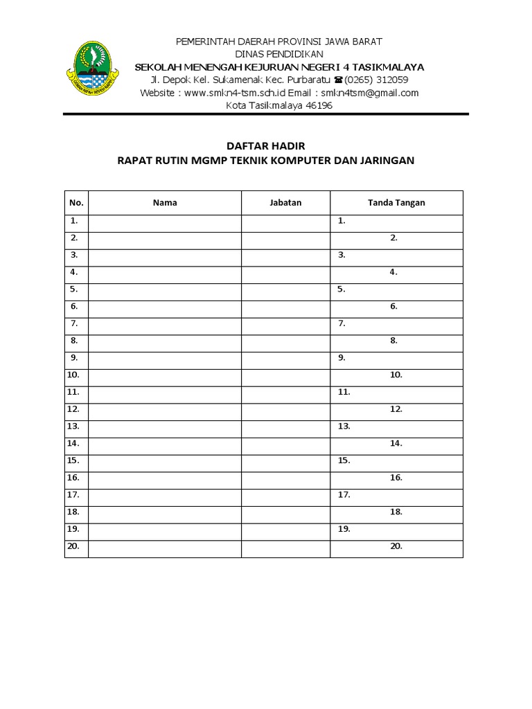 Daftar Hadir MGMP | PDF