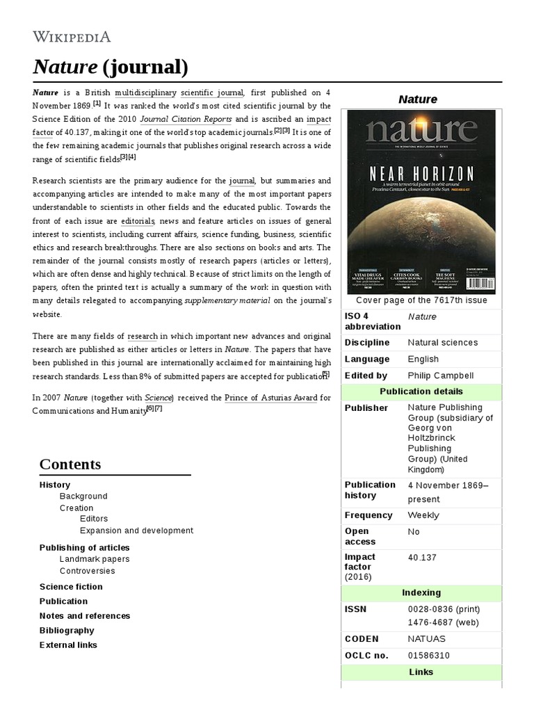 Nature (Journal) | PDF | Publishing | Science