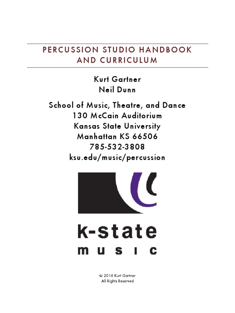 2016 Percussion Studio Handbook | PDF | Drum Kit | Students