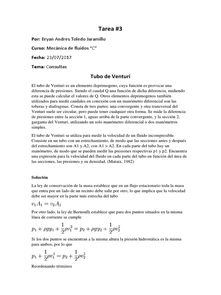 Tarea Mecanica de Fluidos PDF | PDF | Presión | Tubería (transporte de ...