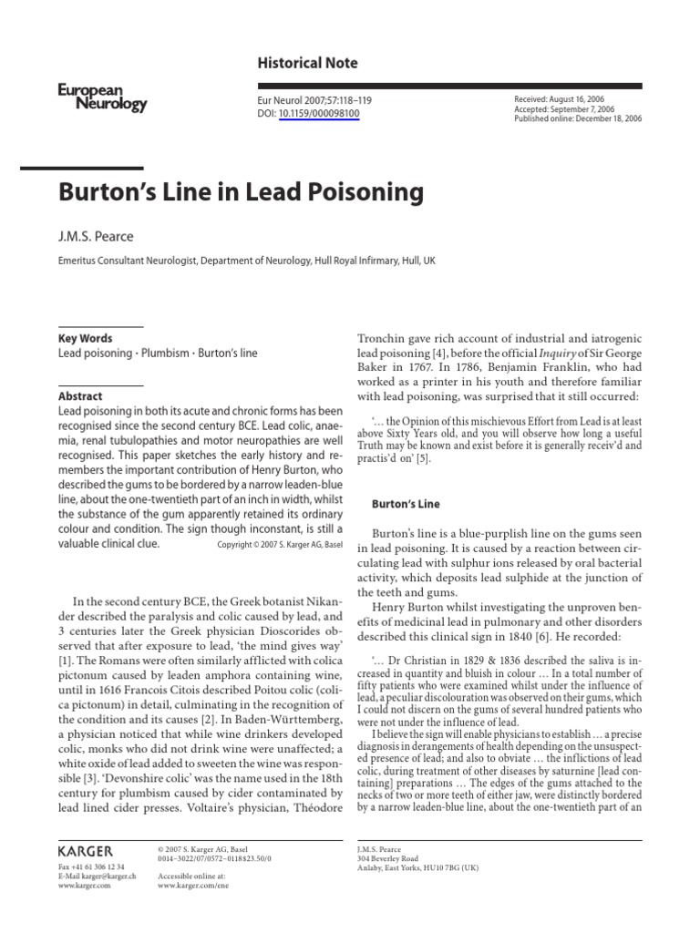 Lead Poisoning Burton's Line | PDF | Diseases And Disorders | Medicine