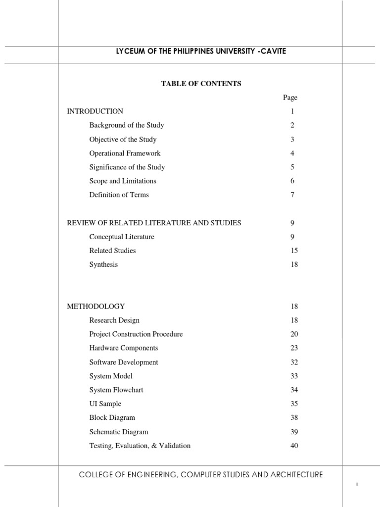 Engineering Thesis Table of Contents | PDF | Software Development ...