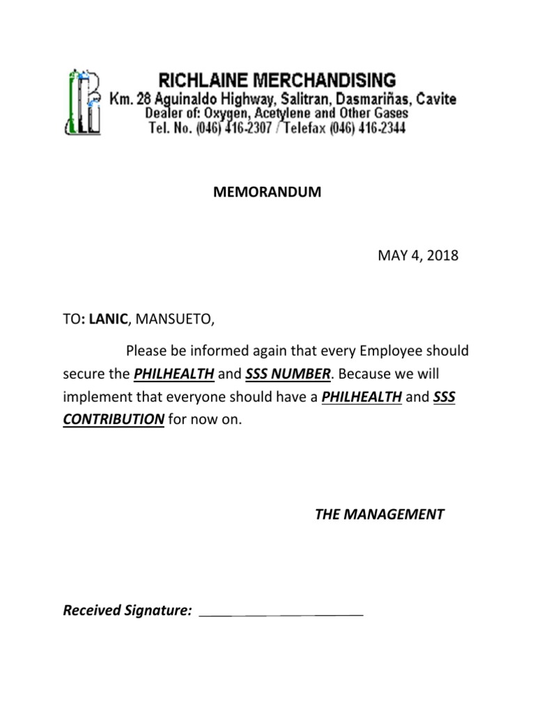 Memorandum For SSS | PDF | Business