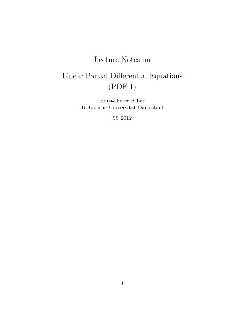 Lecture Notes On Linear Partial Differential Equations (PDE 1) | PDF ...