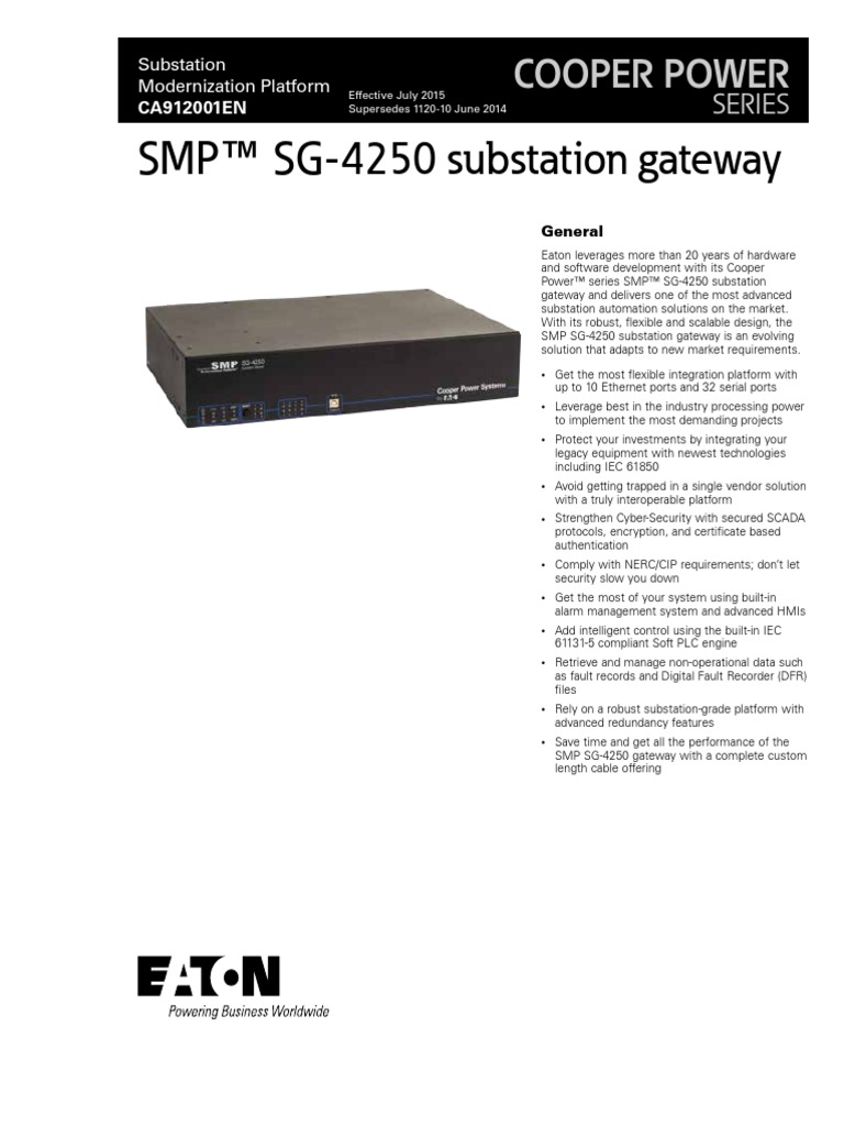 SMP™ SG-4250 Substation Gateway: Cooper Power | PDF | Hertz ...