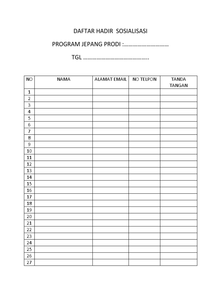 Daftar Hadir Sosialisasi | PDF