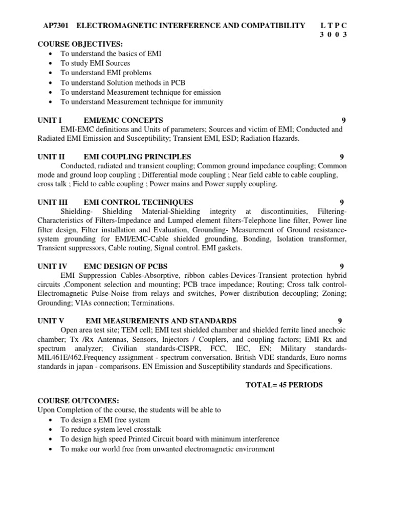 Electromagnetic Interference and Compatibility Questions | PDF | Electromagnetic Interference ...