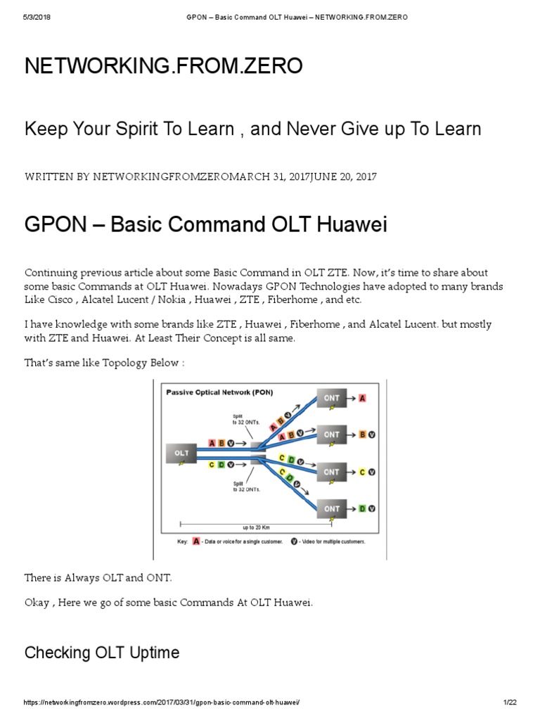 Gpon - Basic Command Olt Huawei - Networking - From.zero | Download Free PDF | Internet ...