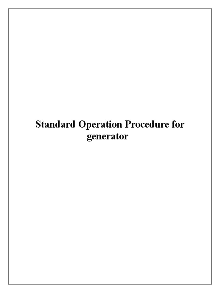 Sop For Generator | PDF | Safety | Energy And Resource