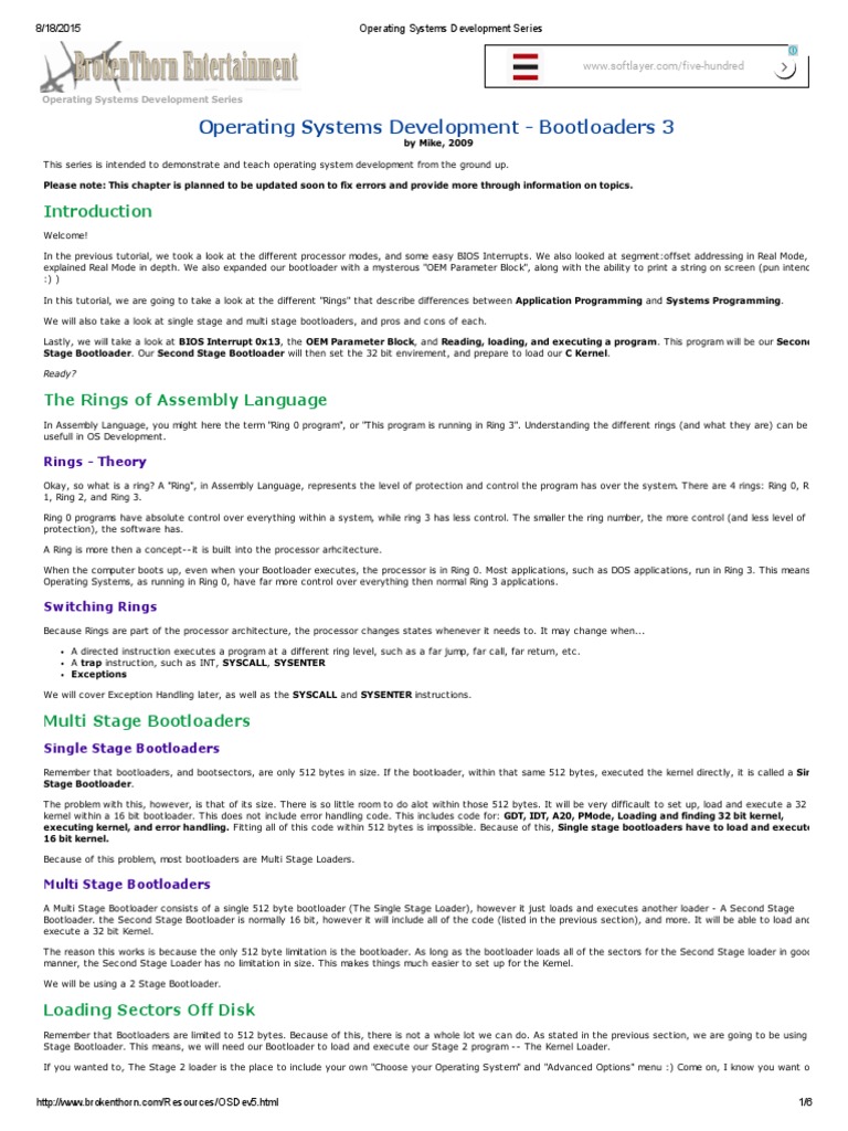 Operating Systems Development Series Bootloaders 3 | PDF | Booting | Floppy Disk