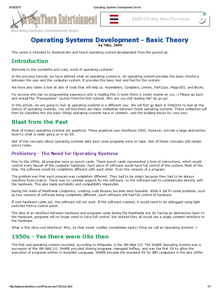 Operating Systems Development Series Basic Theory | PDF | Dos | Operating System
