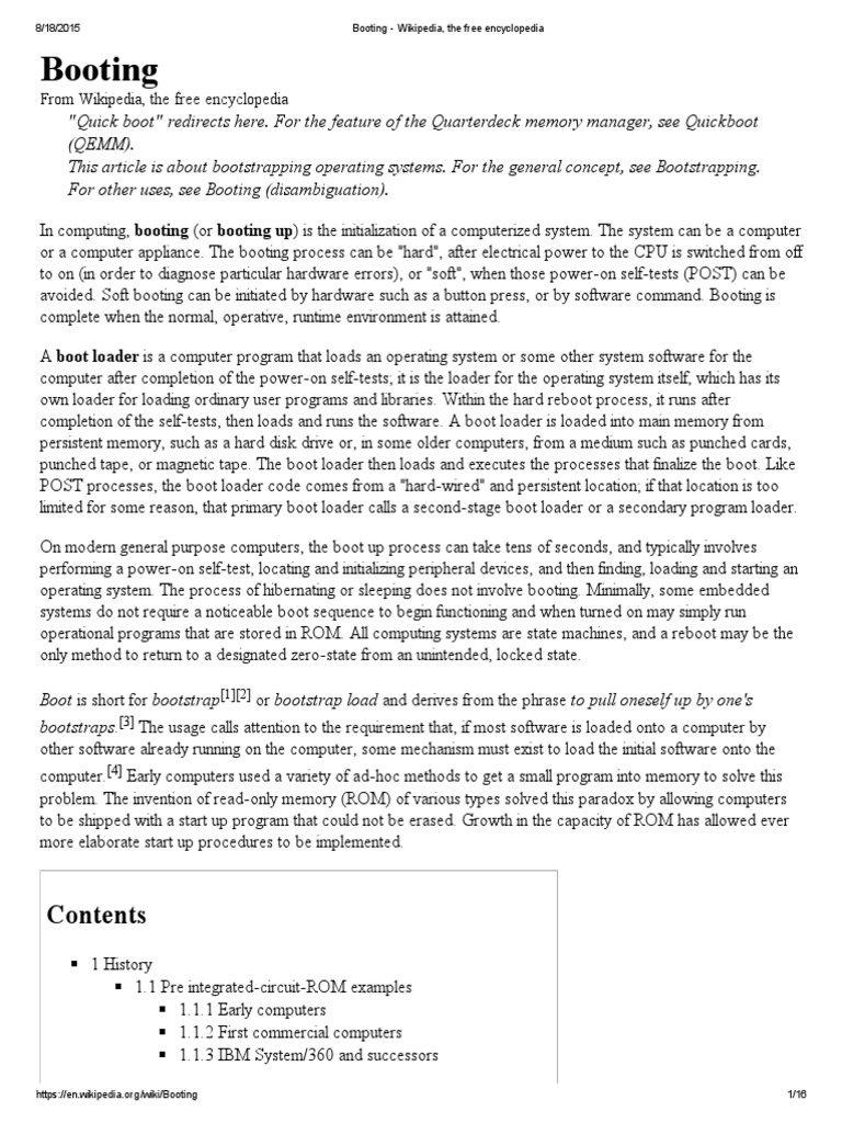 Booting Wikipedia The Free Encyclopedia Pdf Booting Bios
