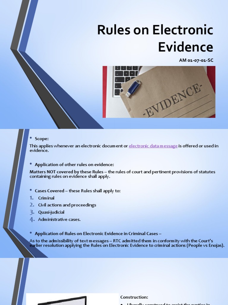 Rules On Electronic Evidence | PDF | Affidavit | Authentication