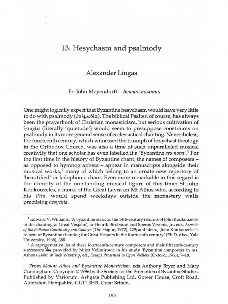 Hesychasm and Psalmody PDF | PDF | Psalms | Monk