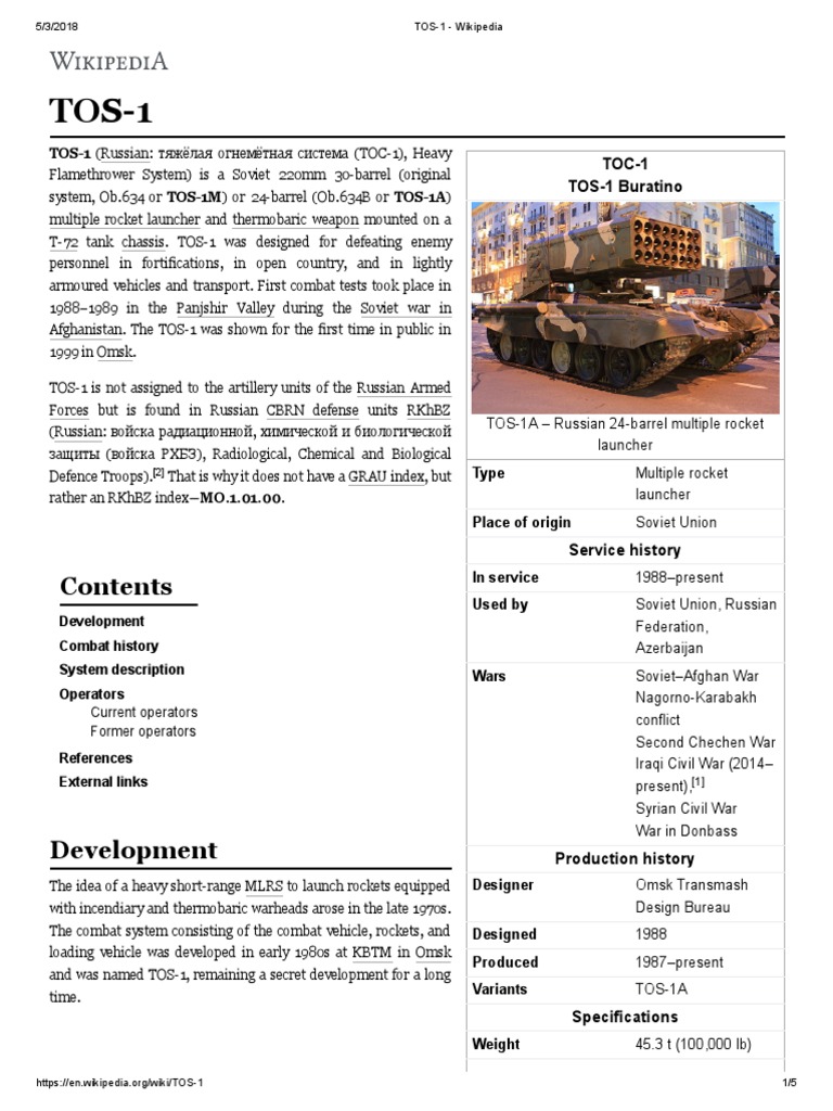 TOS 1 Wikipedia | PDF | Weaponry | Unrest