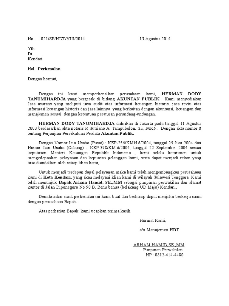 Contoh Surat Perkenalan | PDF