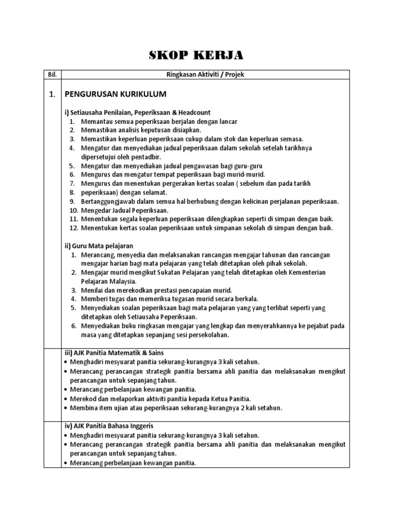 Skop Kerja | PDF