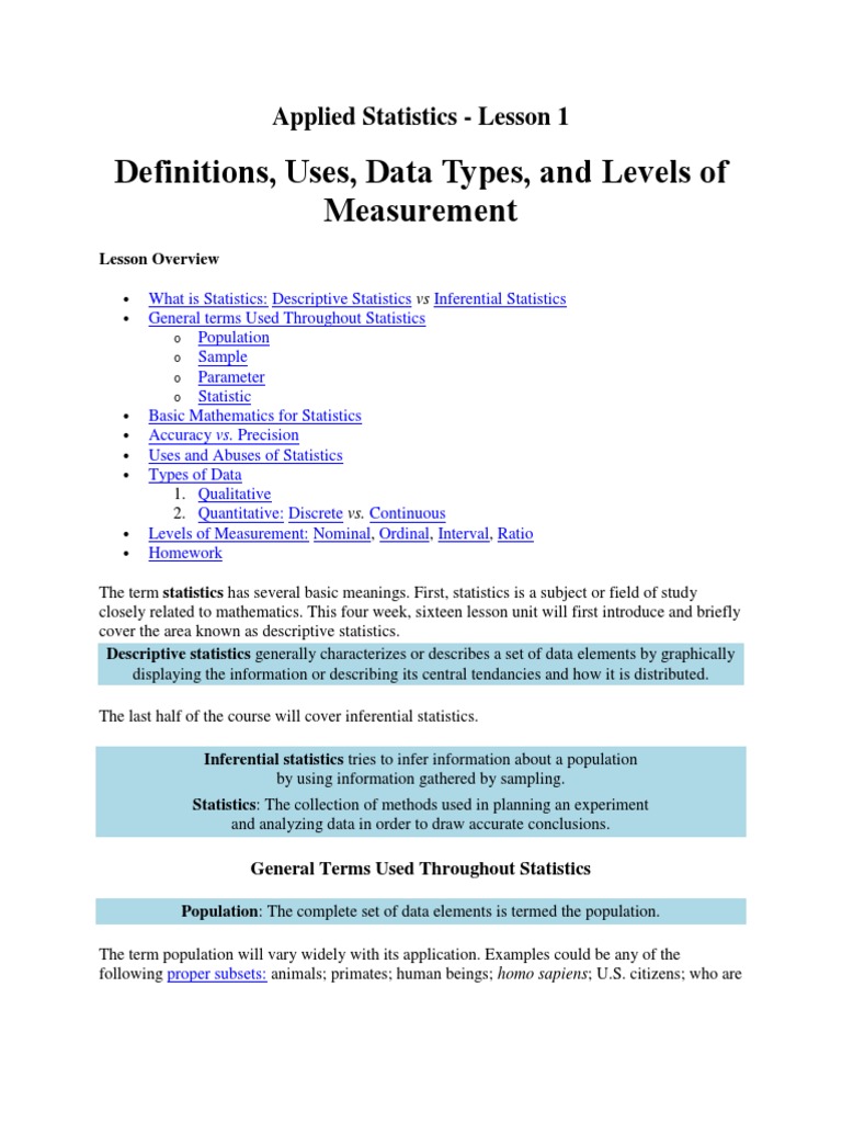 Applied Statistics | PDF | Level Of Measurement | Statistics