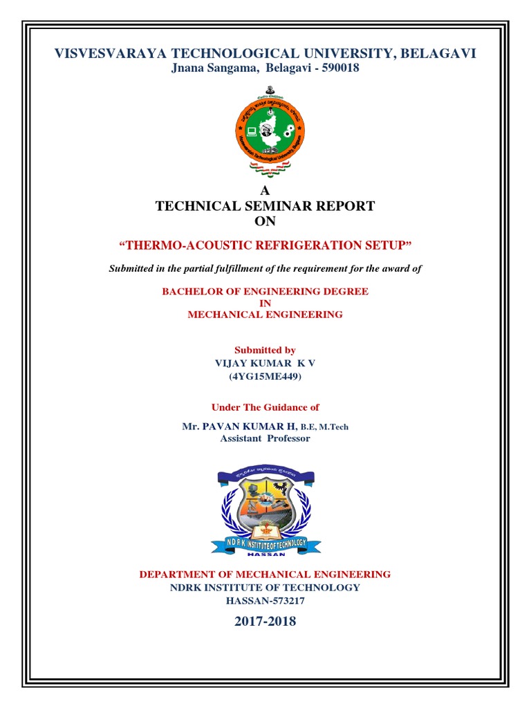 Technical Seminar Cover Page and Certificate | PDF