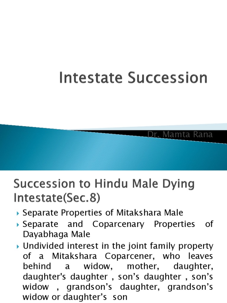 Intestate Succession | PDF | Inheritance | Intestacy