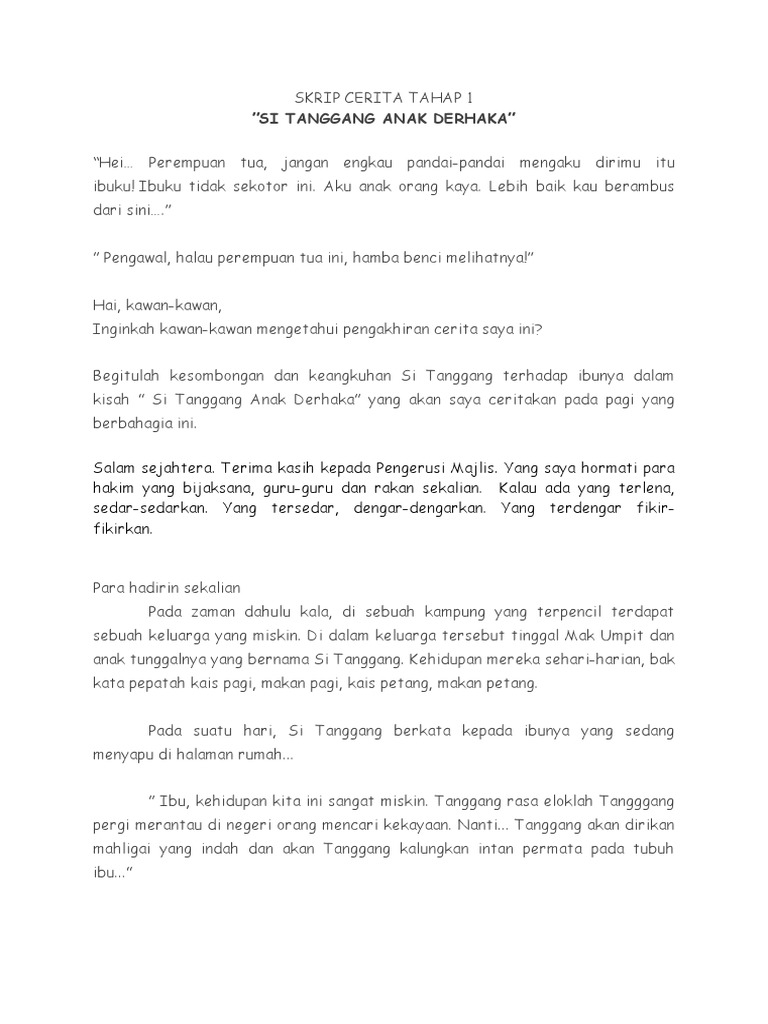 Skrip Cerita Tahap 1 | PDF