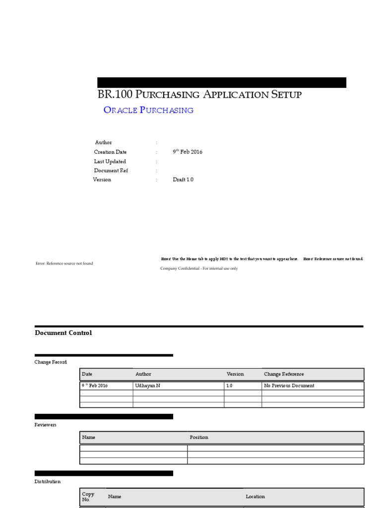 BR.100 Oracle Purchasing Setup Guide | PDF | Receipt | Prices