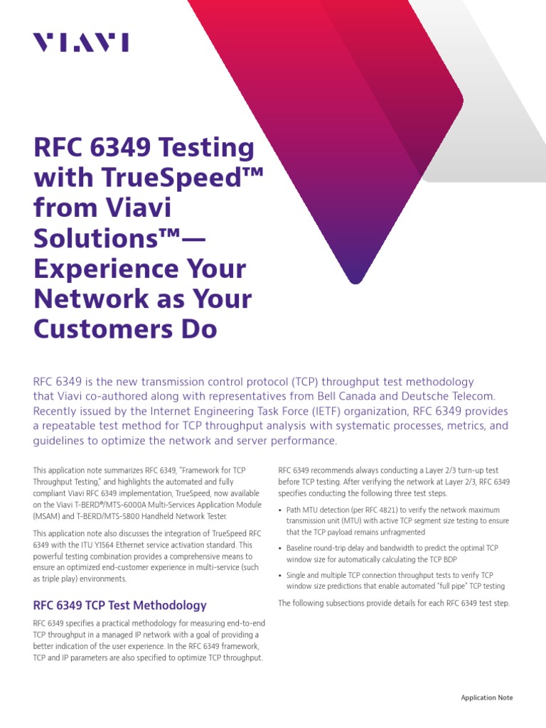 RFC 6349 Testing Truespeed Viavi Solutions Experience Your Network Your ...
