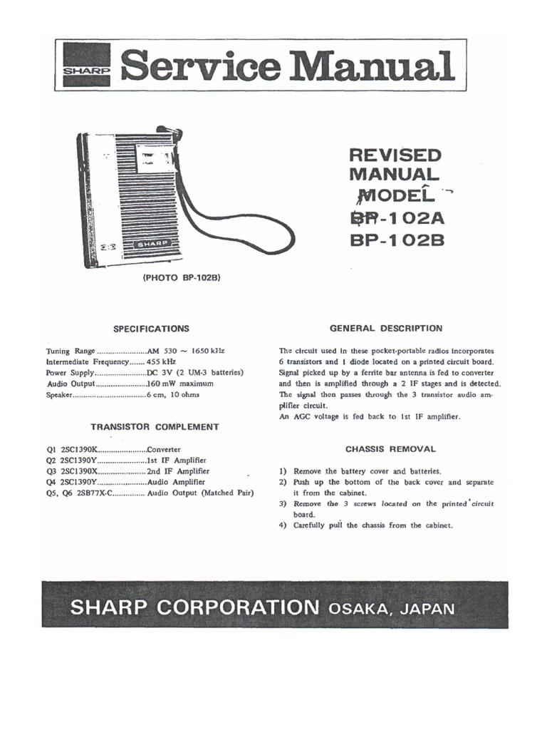 Manual - Service.radio - Sharp Bp.102 | PDF