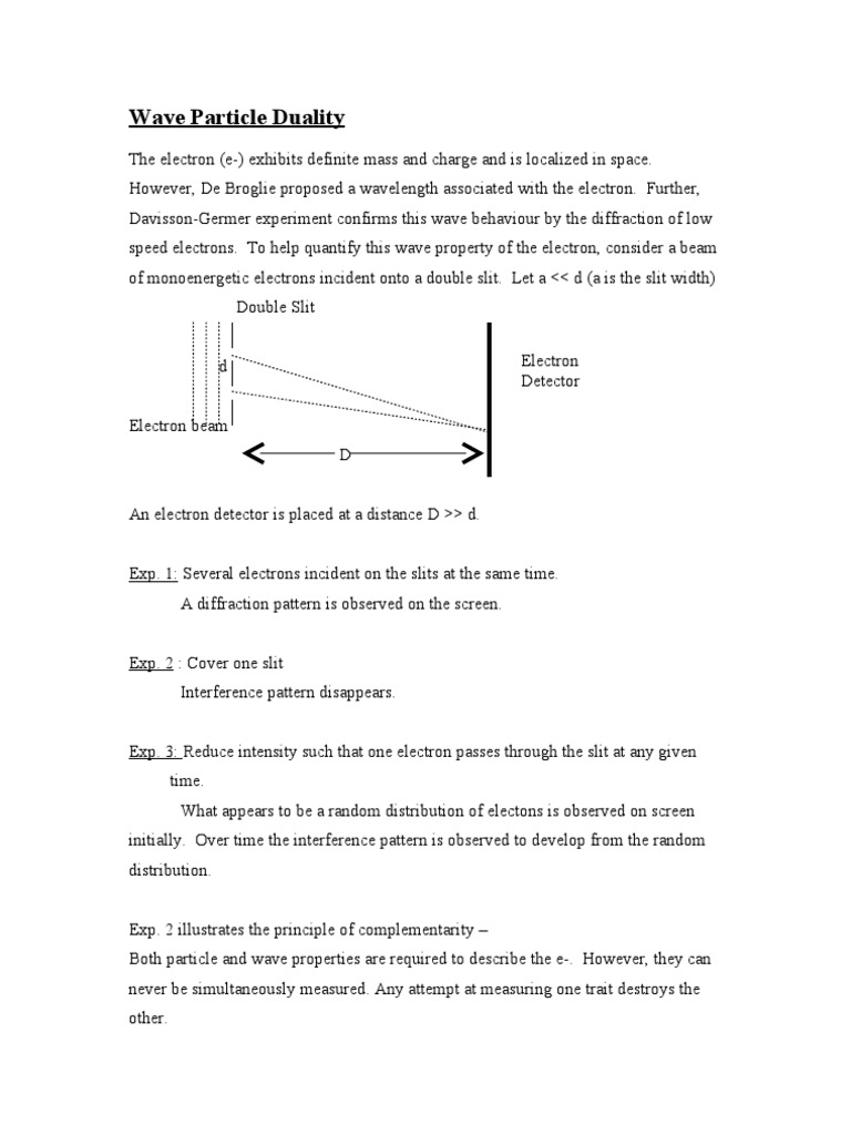 Wave Particle Duality Pdf Wave Function Electron