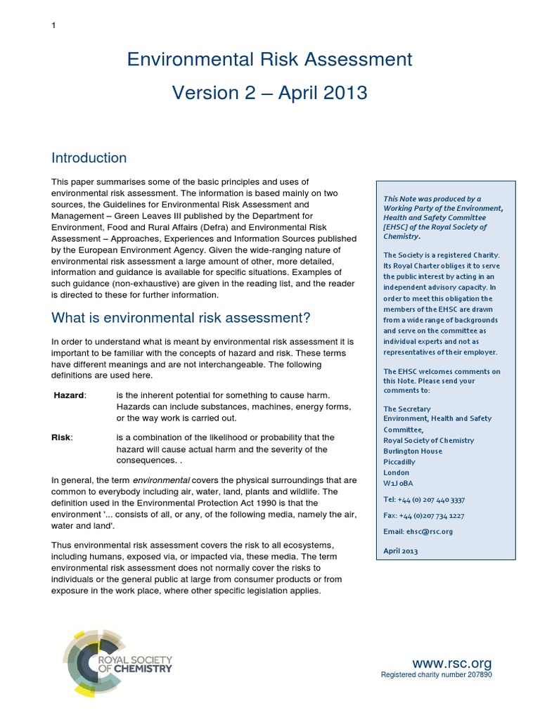 Environmental Risk Assessment Version 2 - tcm18-236384 | PDF | Risk ...
