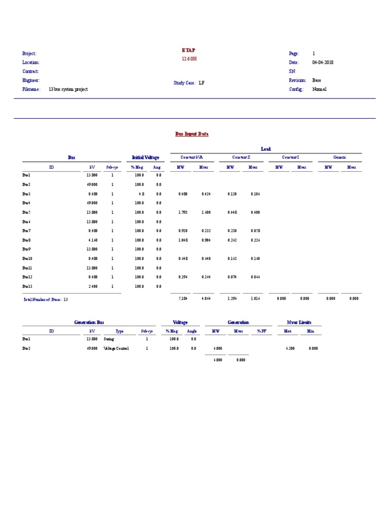 13 Bus Load Flow - Bus | PDF | Computer Engineering | Manufactured Goods
