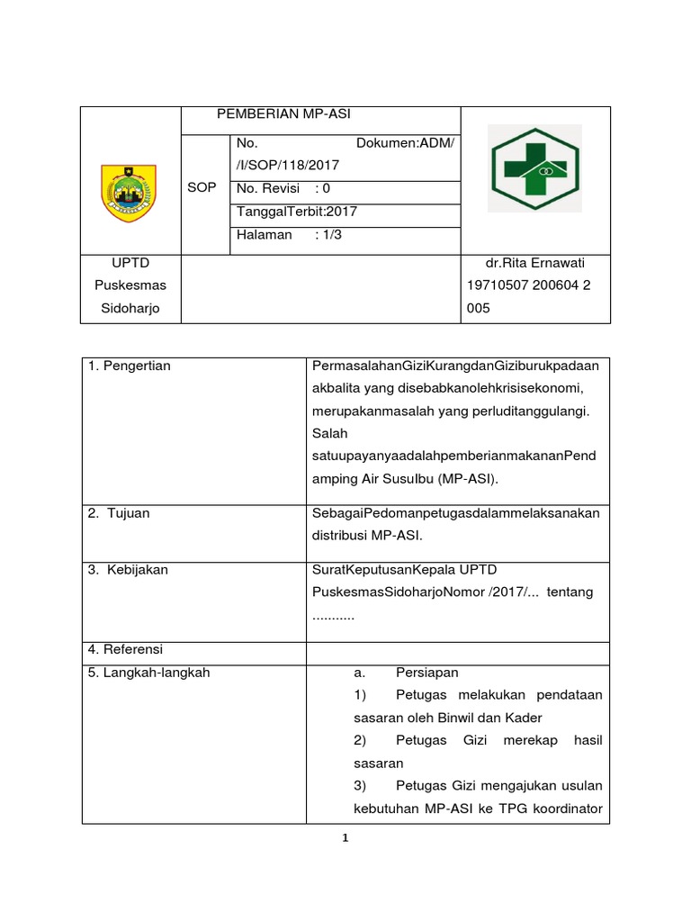 Sop Pemberian Mp-Asi | PDF