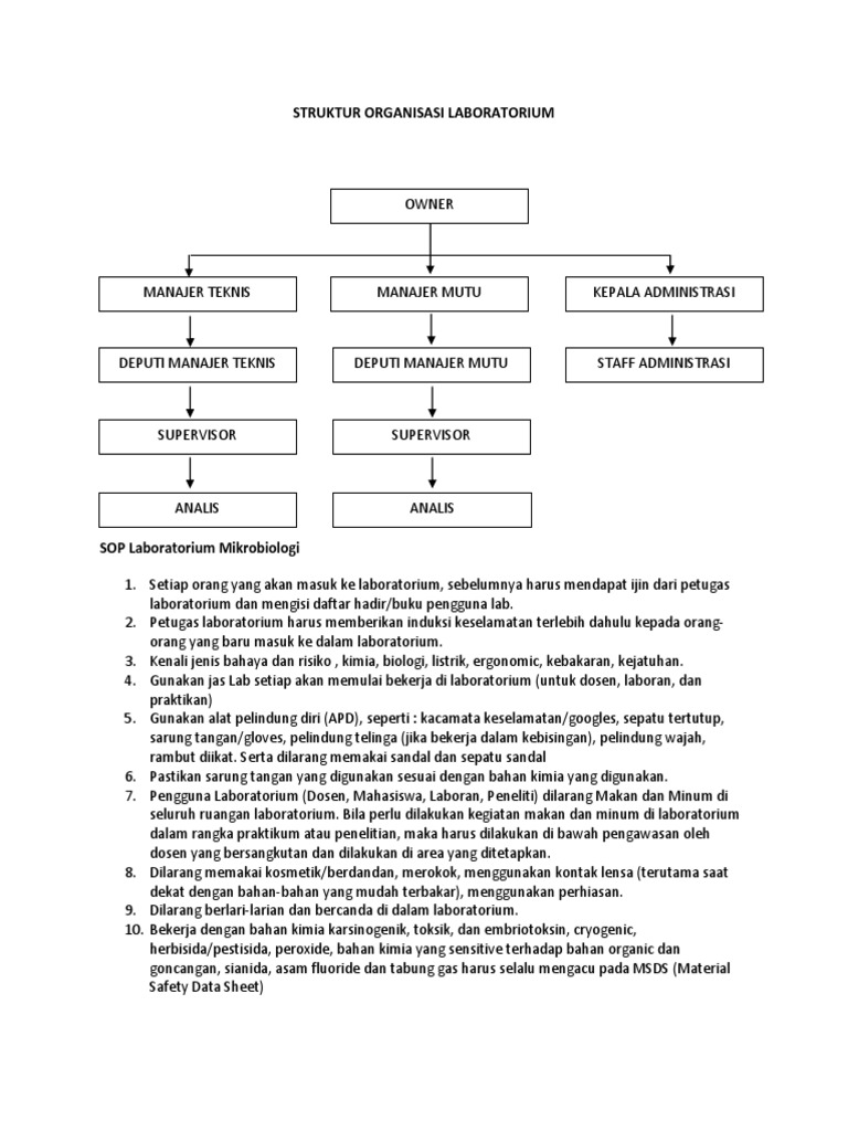 Struktur Organisasi Laboratorium | PDF