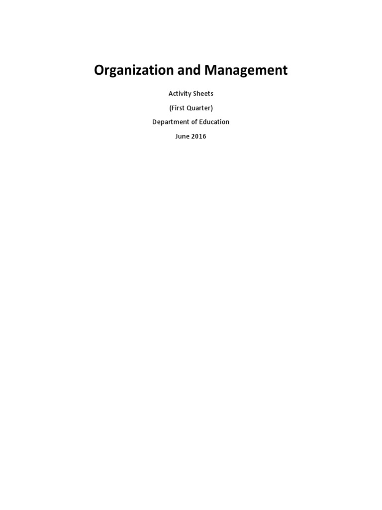 Module On Organization and Management | PDF | Goal | Theory