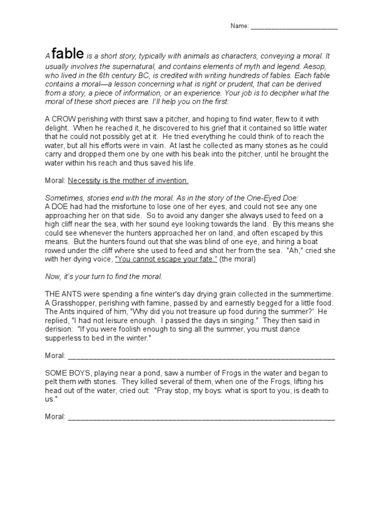 Fable: Name | PDF | Fable