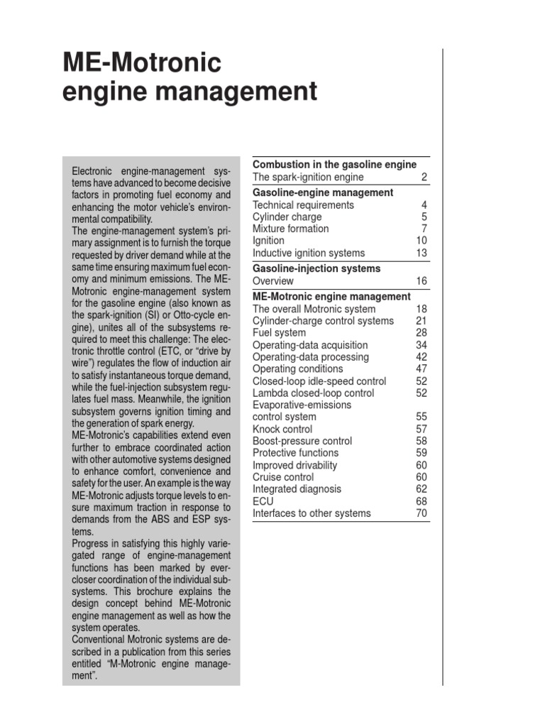 Bosch ME 7 PDF | Download Free PDF | Throttle | Systems Engineering