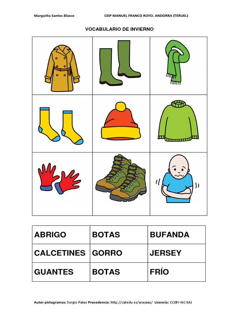 Vocabulario de Invierno para Niños | PDF