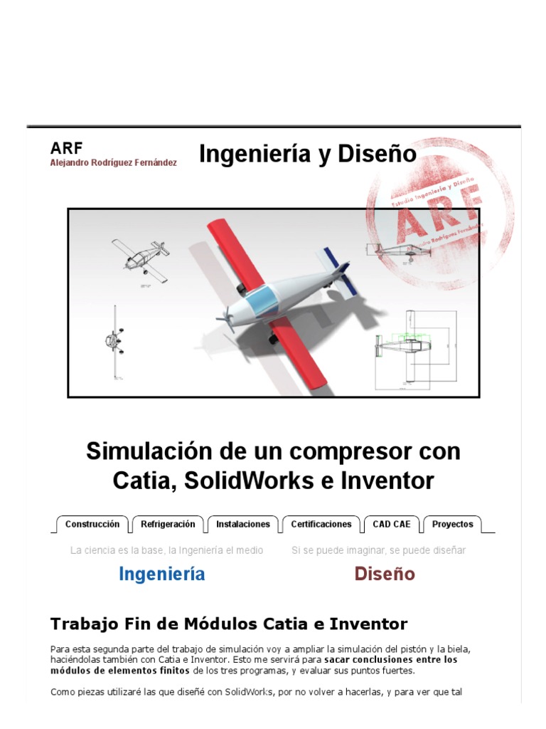 Simulación de un compresor con Catia, SolidWorks e Inventor | PDF ...