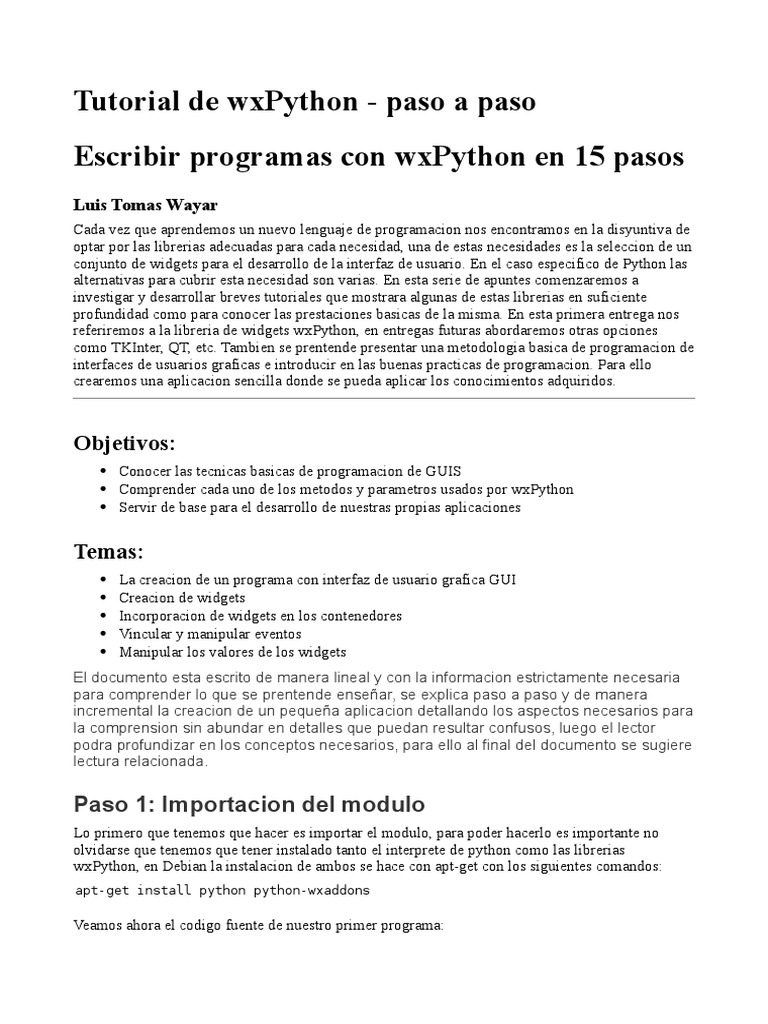 WxPython en 15 Pasos | PDF | Python (lenguaje de programación) | Point and Click