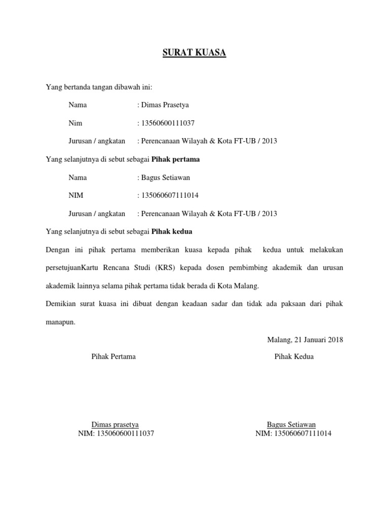 Surat Kuasa Krs | PDF