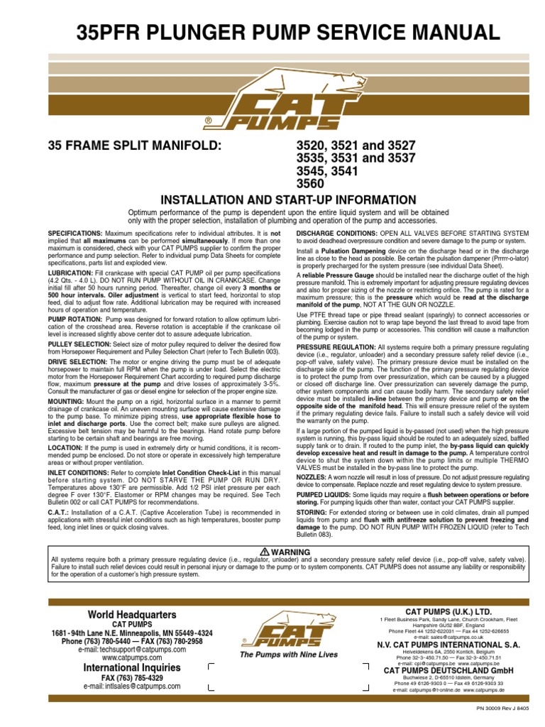 Cat Pump PDF | PDF | Pump | Valve