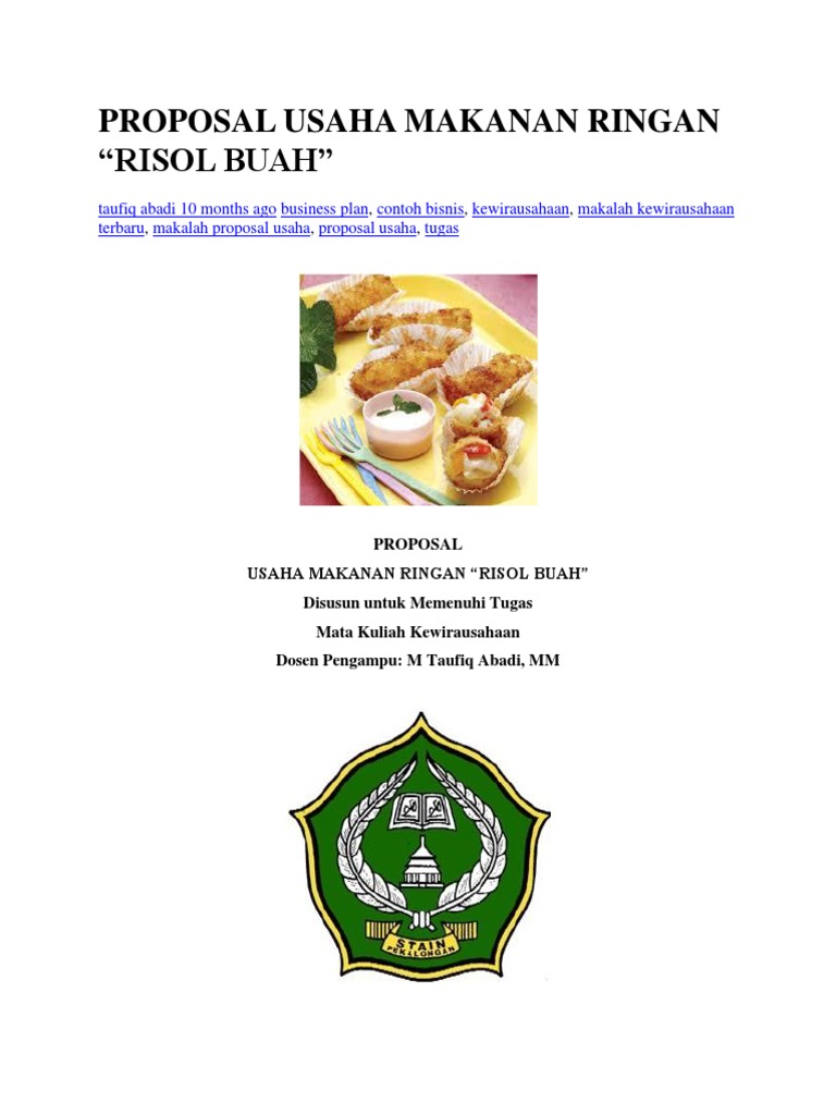 Proposal Usaha Makanan Ringan | PDF