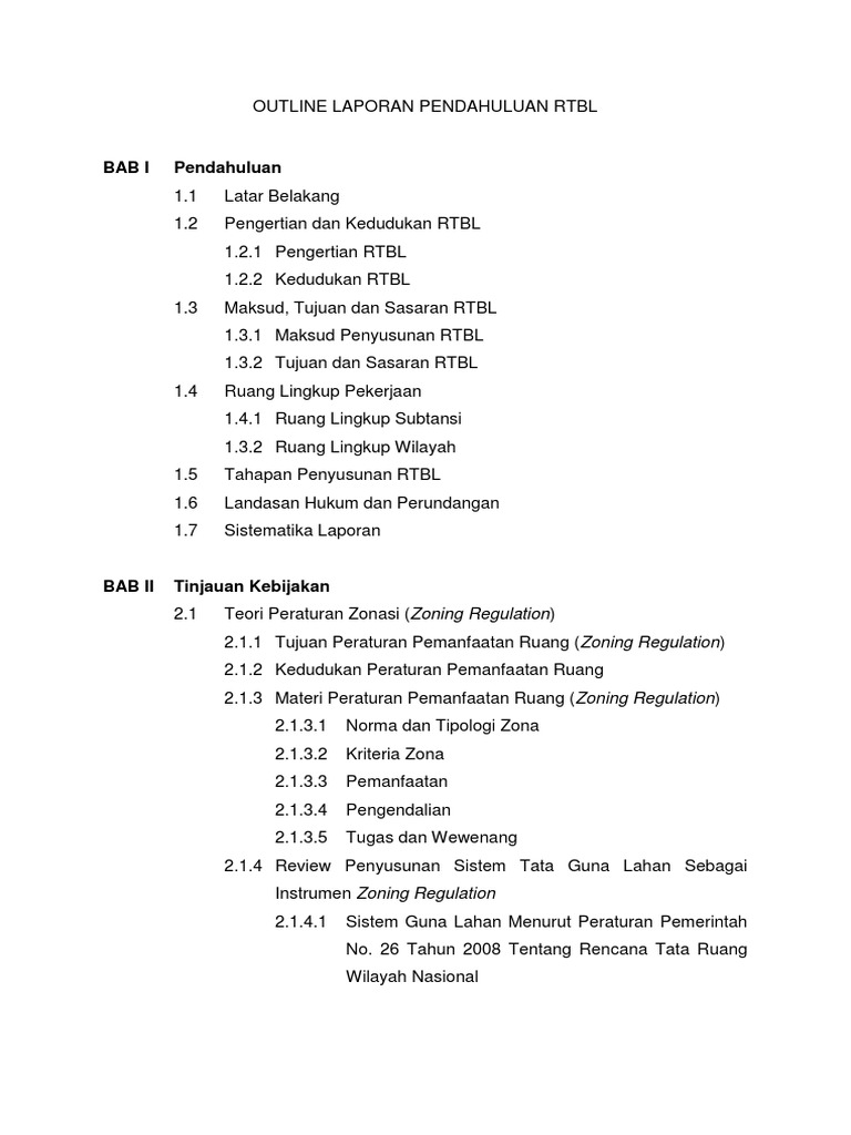 Outline Laporan Pendahuluan RTBL Kota Pusaka | PDF